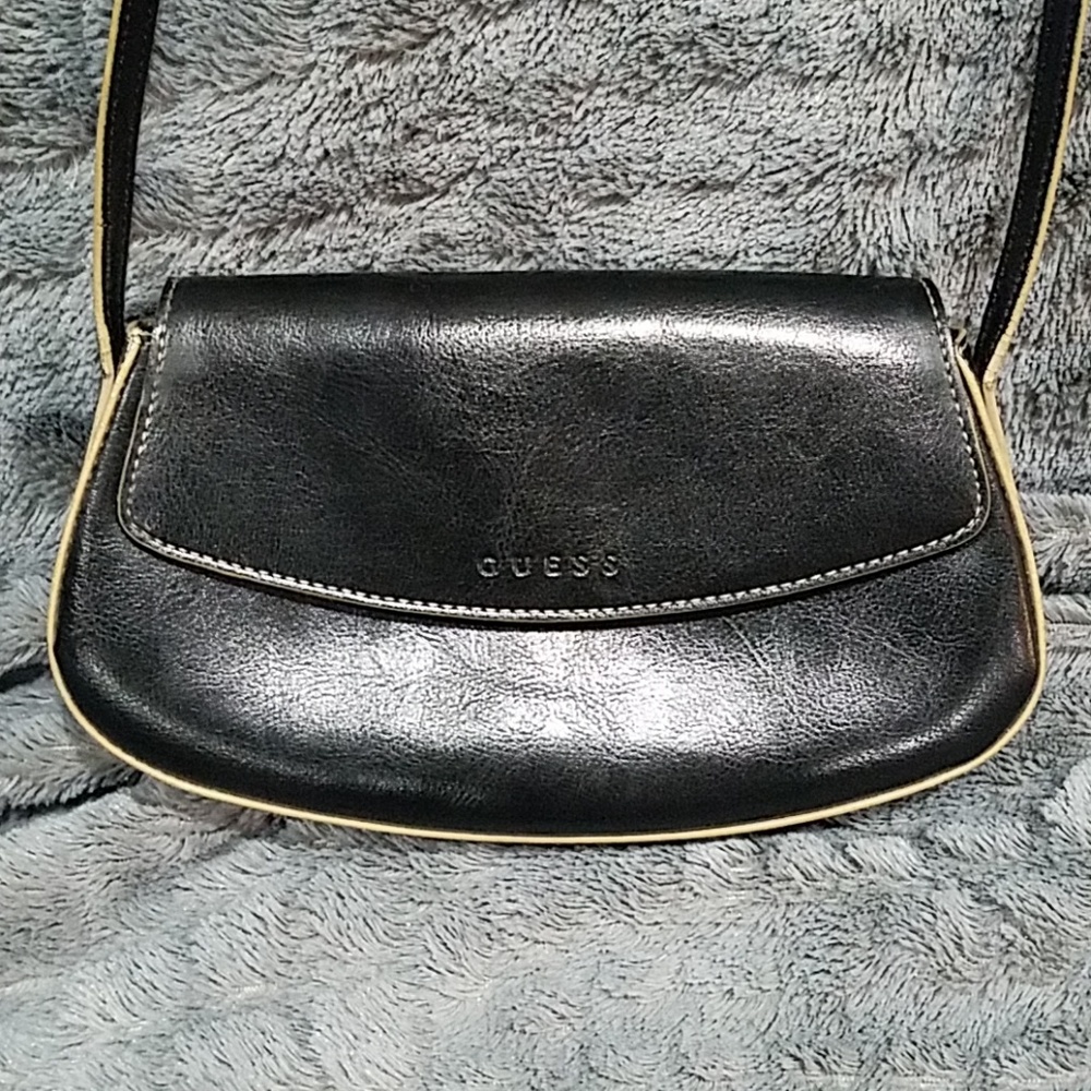 Vintage Guess Black Leather Petite Purse Nwot - Gem